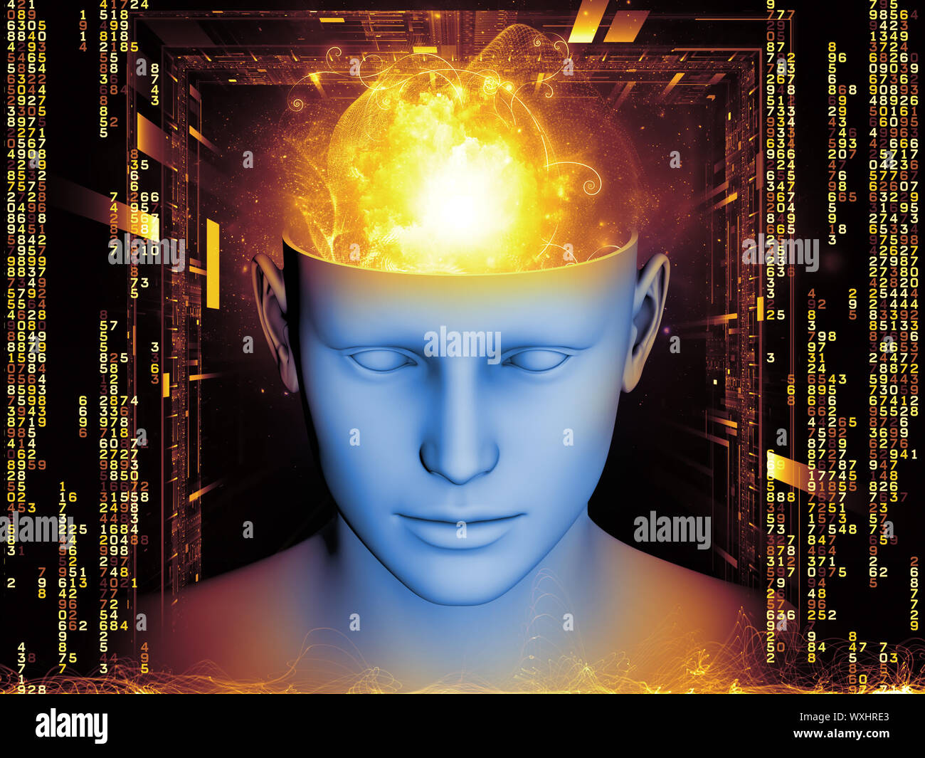 Composition of human head and symbolic elements on the subject of human ...