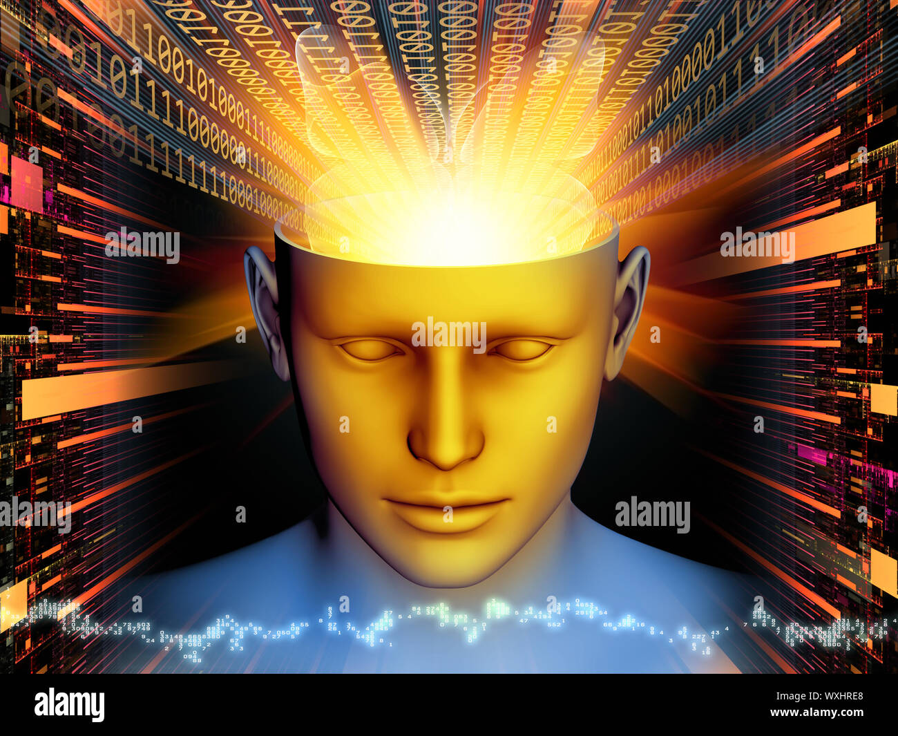 Abstract composition of human head and symbolic elements suitable as ...