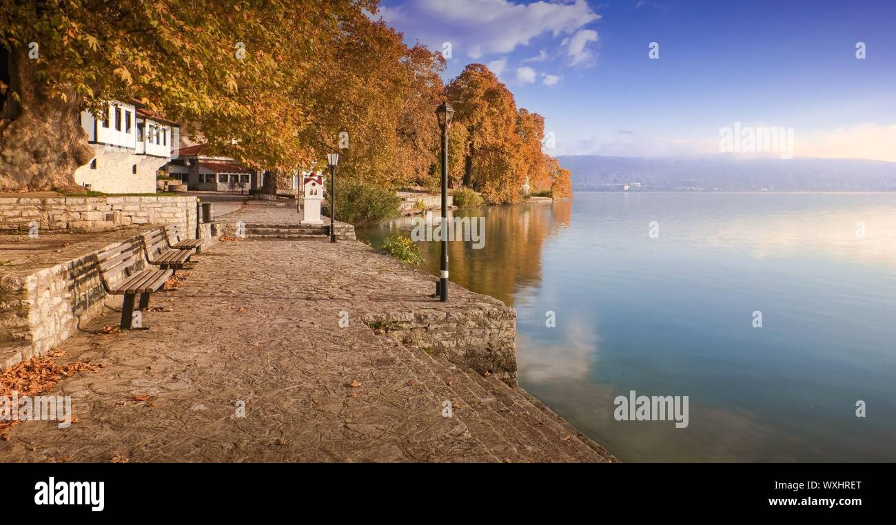 Sunset landscape brige wood forest Stock Photo - Alamy
