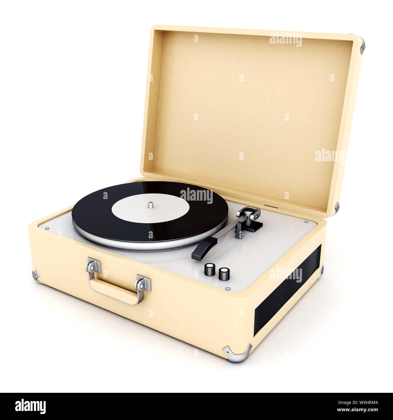 retro turntable isolated on white background Stock Photo - Alamy