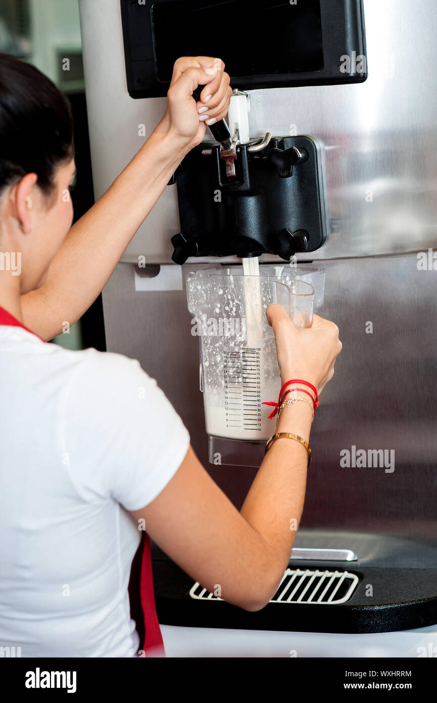 Process of milkshake preparation, closeup shot Stock Photo - Alamy