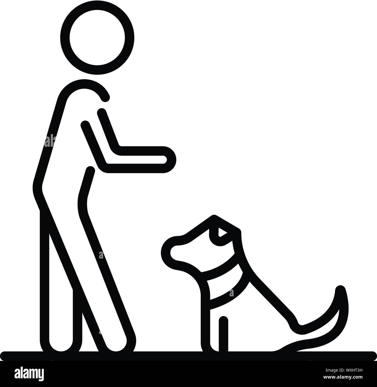 Kid play with dog icon. Outline kid play with dog vector icon for web ...