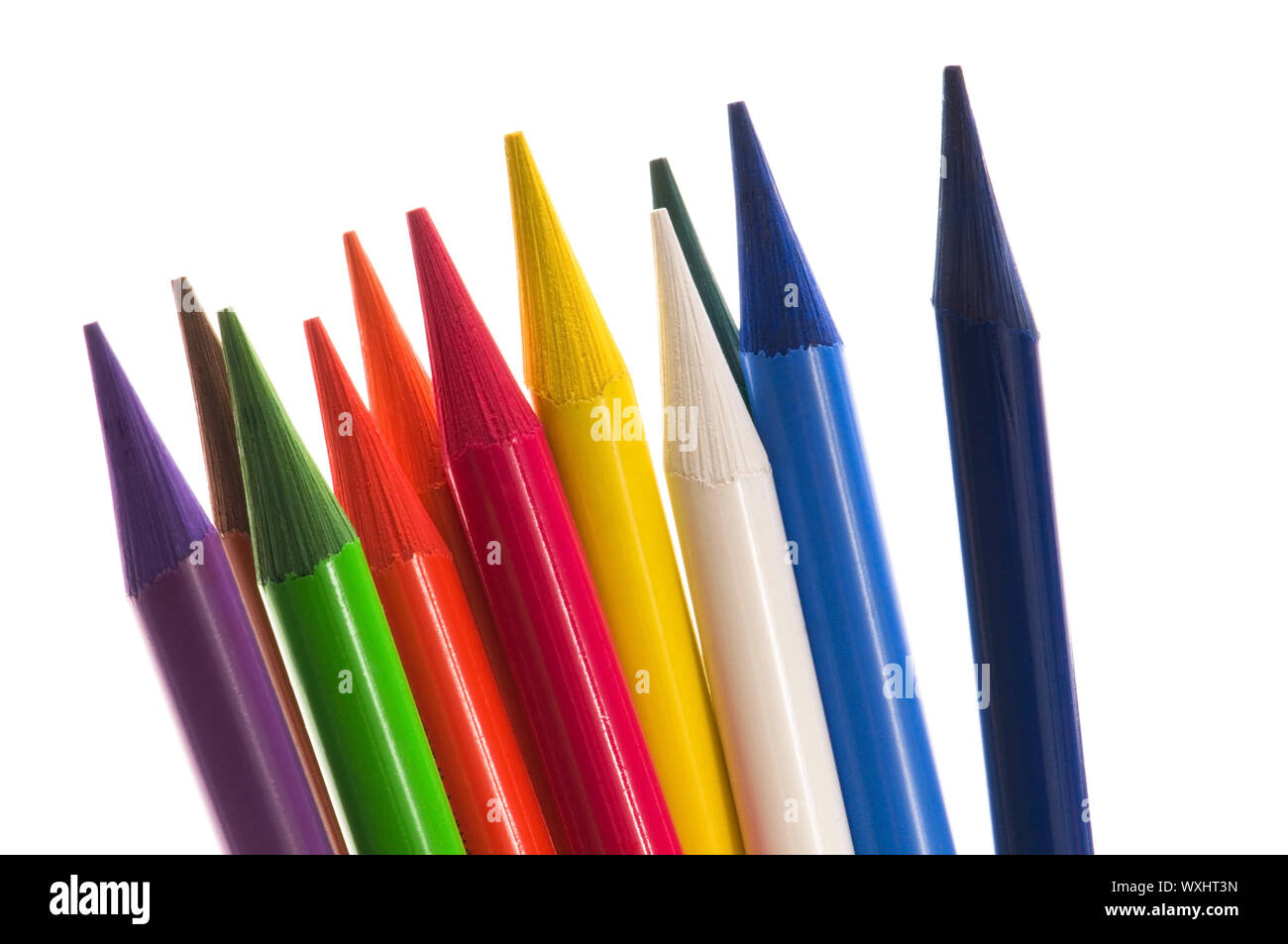 Collection of colorful pens over white background Stock Photo - Alamy