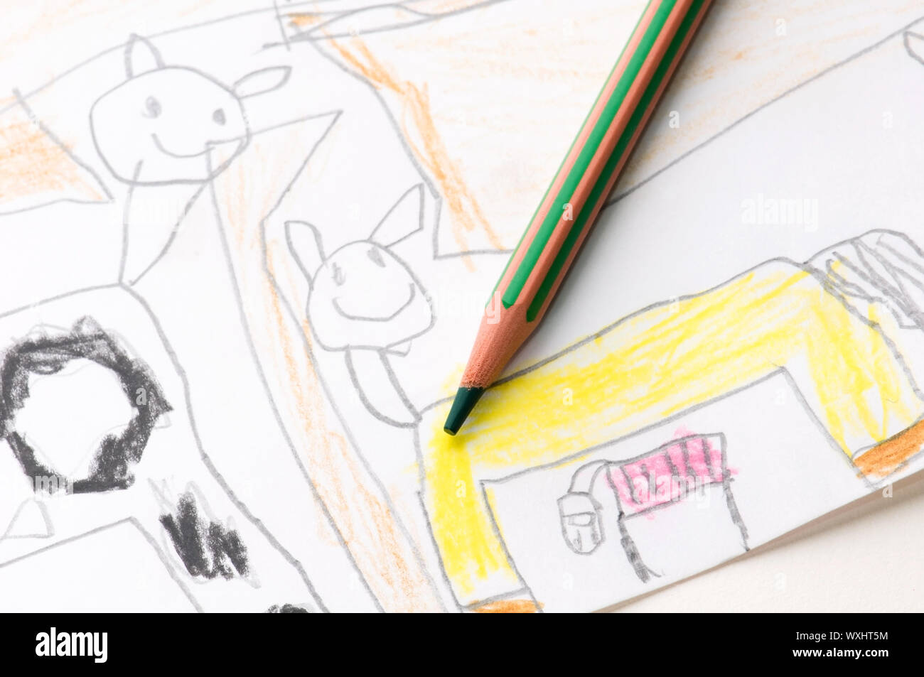 pencil and child drawing Stock Photo - Alamy
