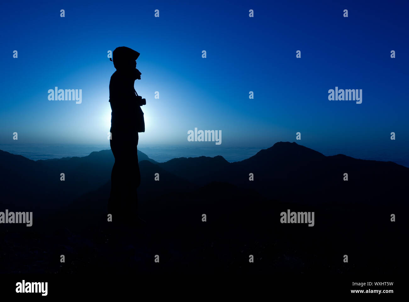 A silhouette of cameraman with golden light in the morning Stock Photo ...