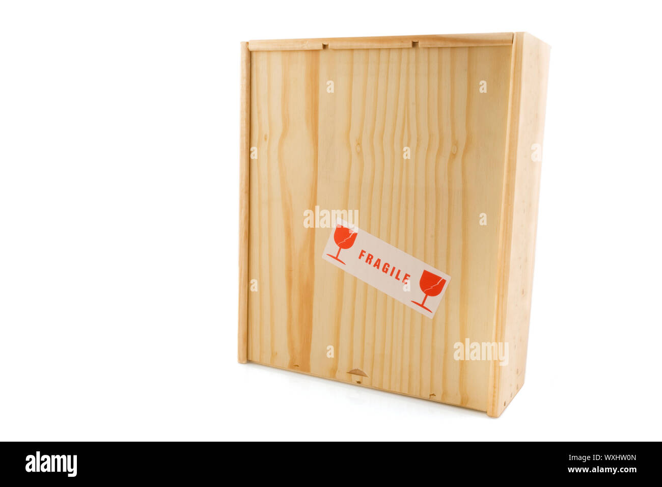 isolated wooden box with fragile contents Stock Photo - Alamy