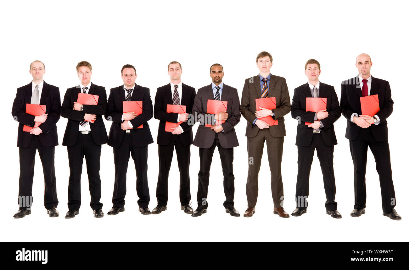 Group of men with documents isolated on white background Stock Photo ...