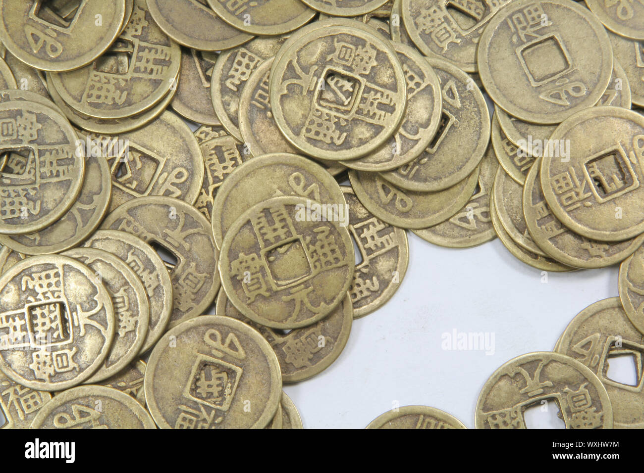 Asian Old Business Currency Coins Pile Background Stock Photo - Alamy