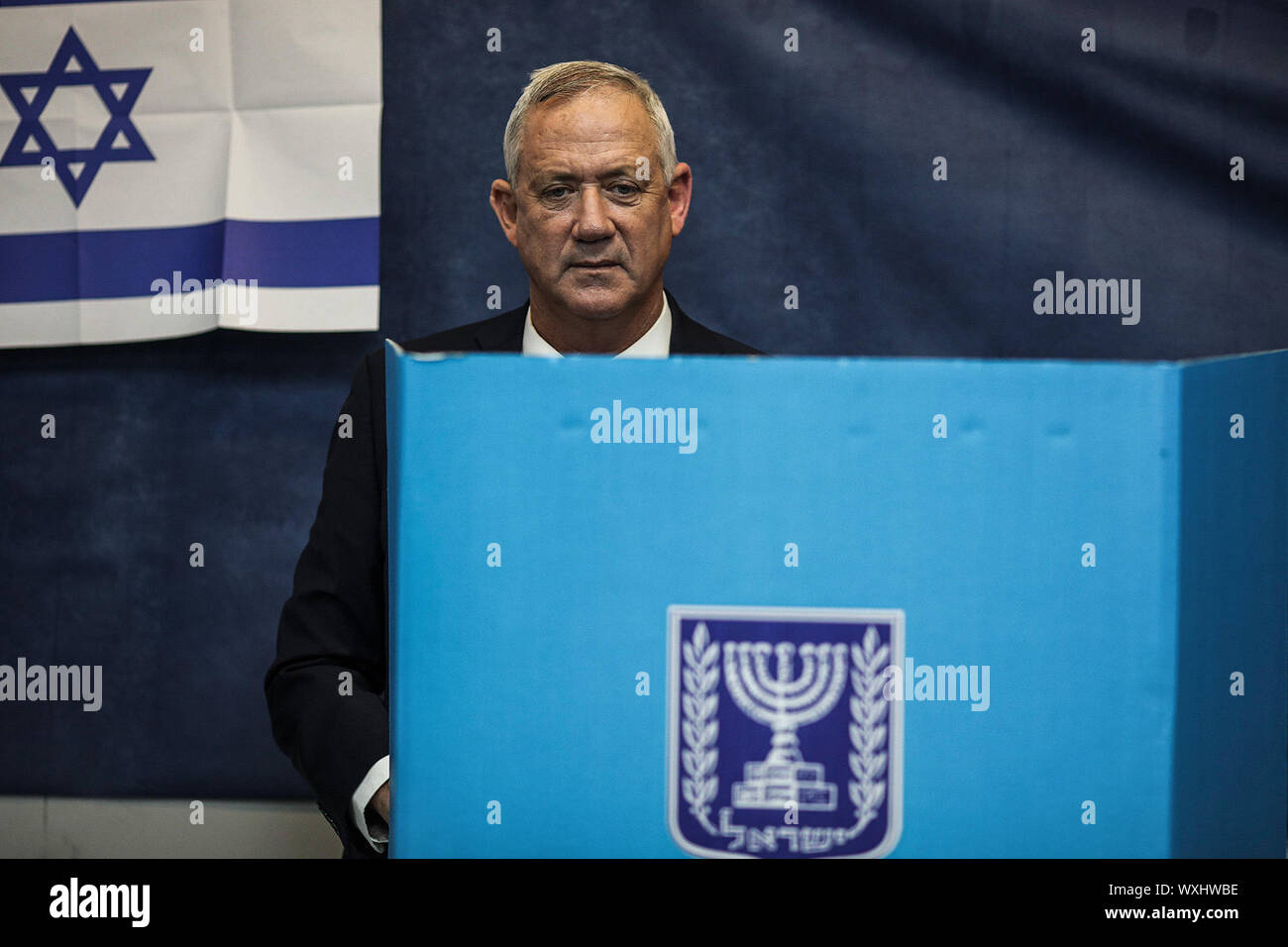 Rosh Haayin, Israel. 17th Sep, 2019. Leader of the Israeli Blue and ...