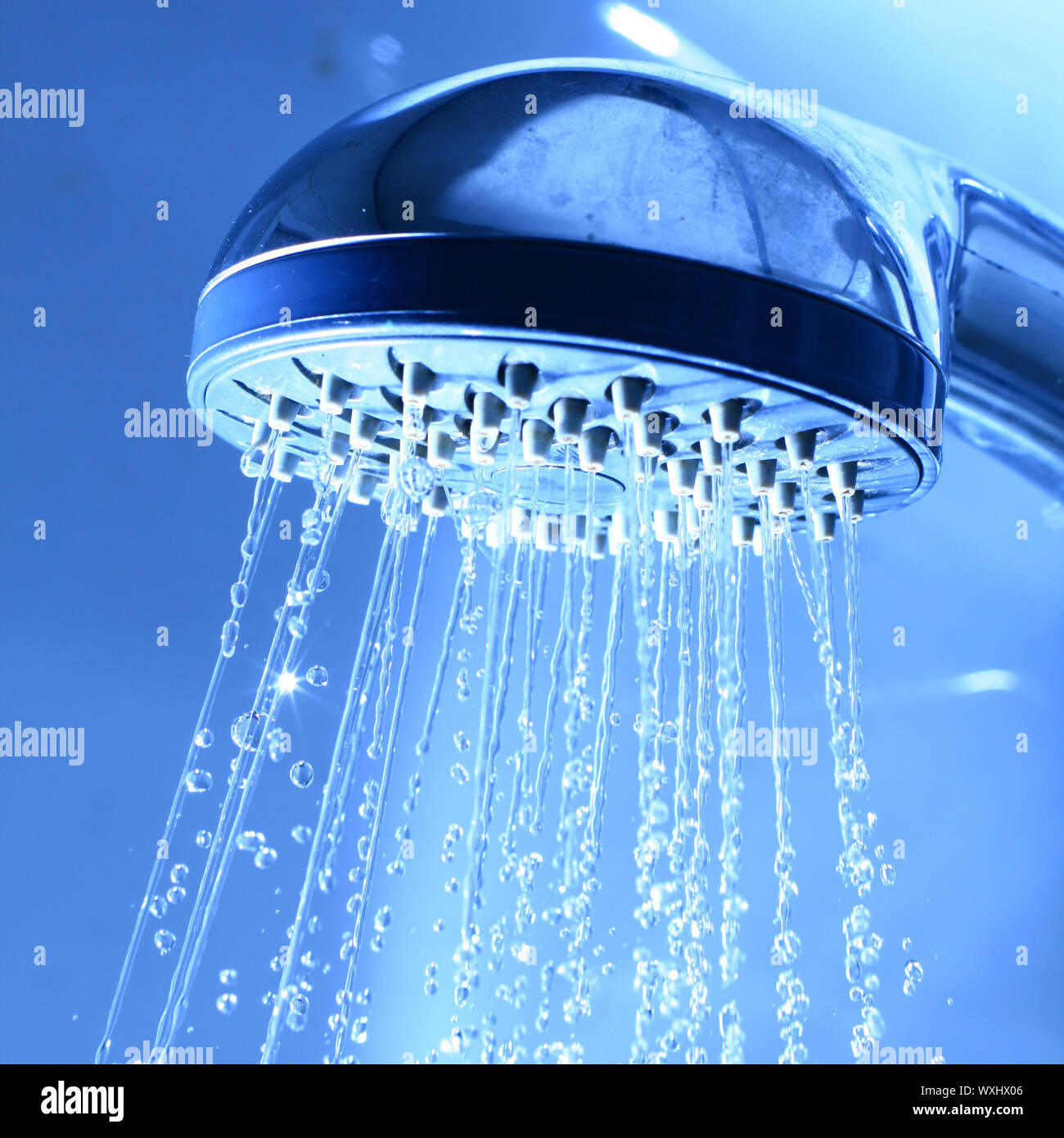 fresh shower clean blue water jet Stock Photo - Alamy