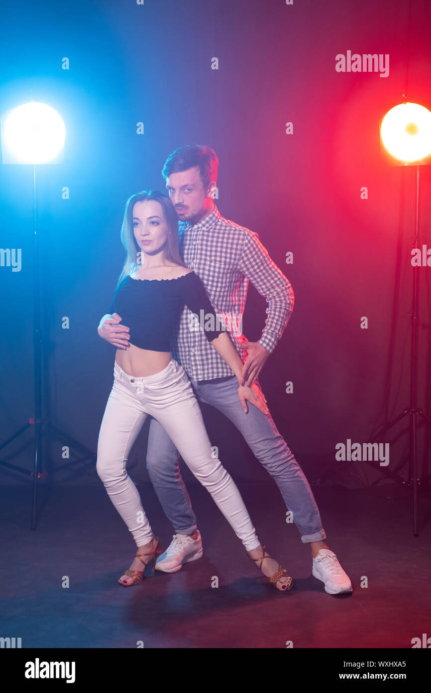 Social dance, couple, people concept - young couple dancing bachata or ...