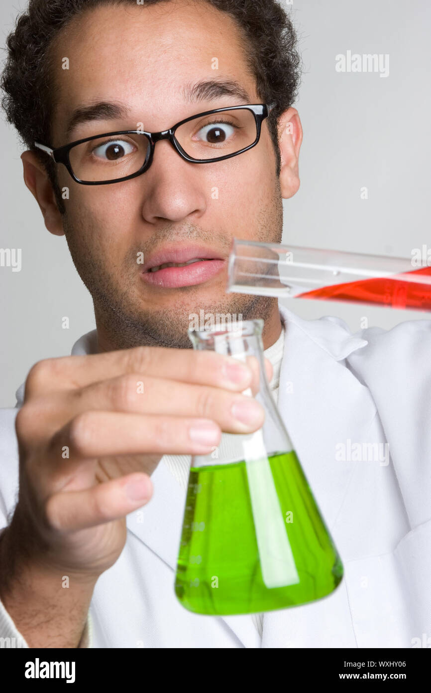 Scientist man doing science experiment Stock Photo - Alamy