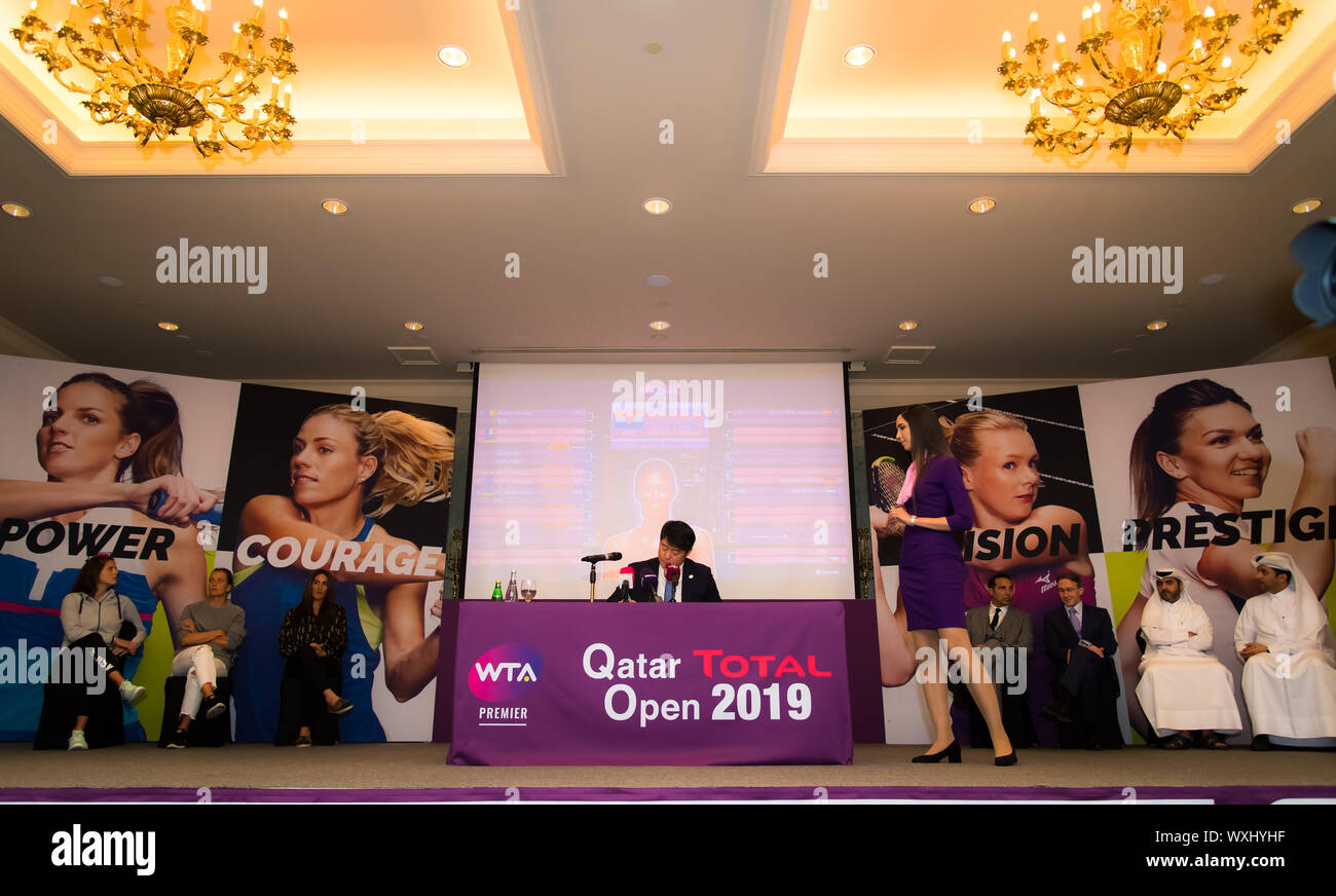 Ambiance during the draw ceremony of the 2019 Qatar Total Open WTA ...