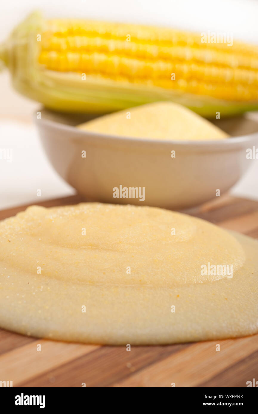 polenta traditional north Italy corn maize flour cream with cob Stock ...