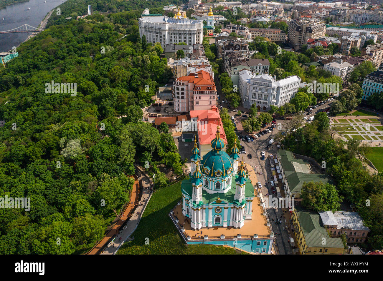 Aerial top view of Saint Andrew's church from above Stock Photo - Alamy