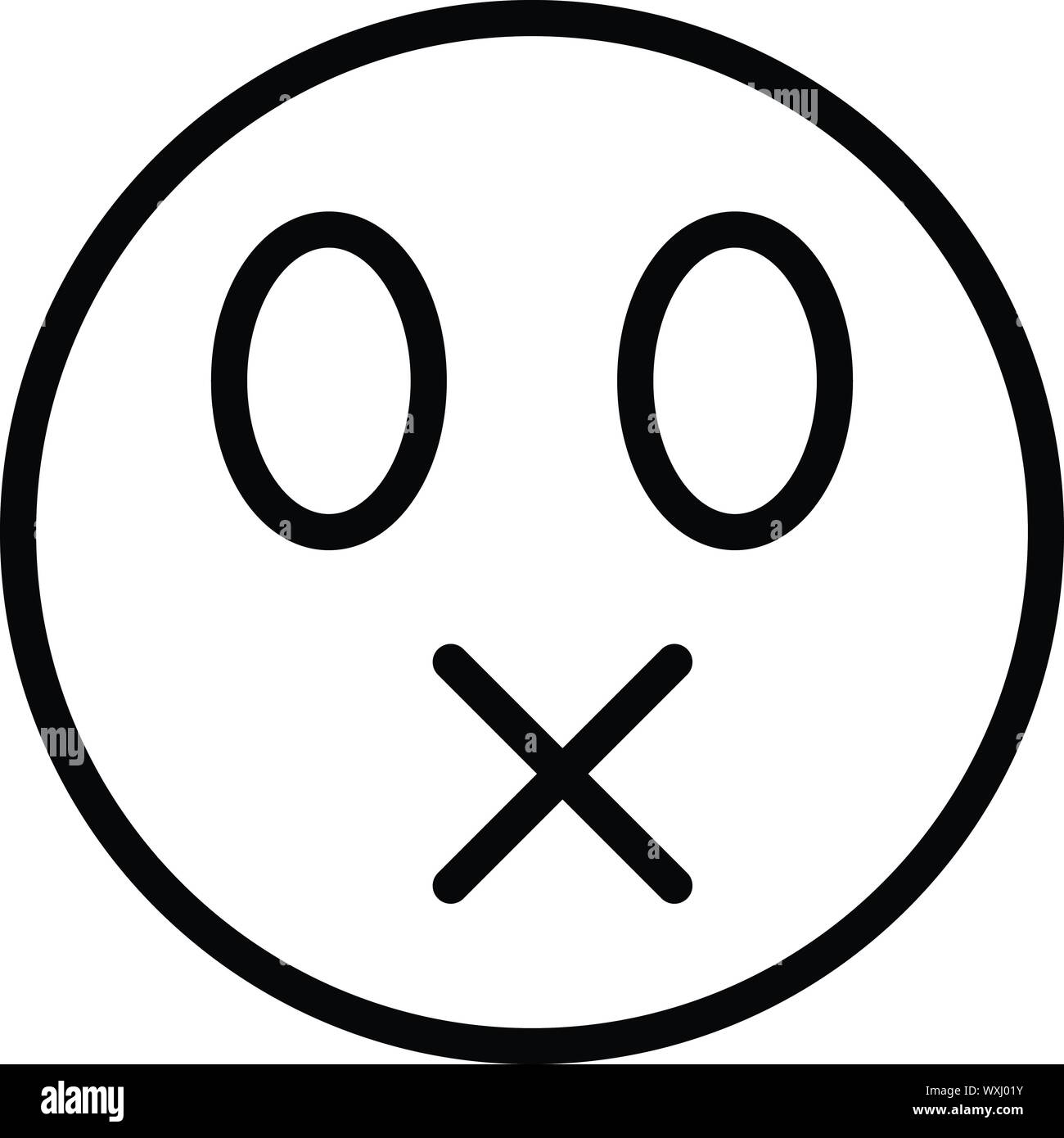 Crossed mouth smiley icon. Outline crossed mouth smiley vector icon for ...