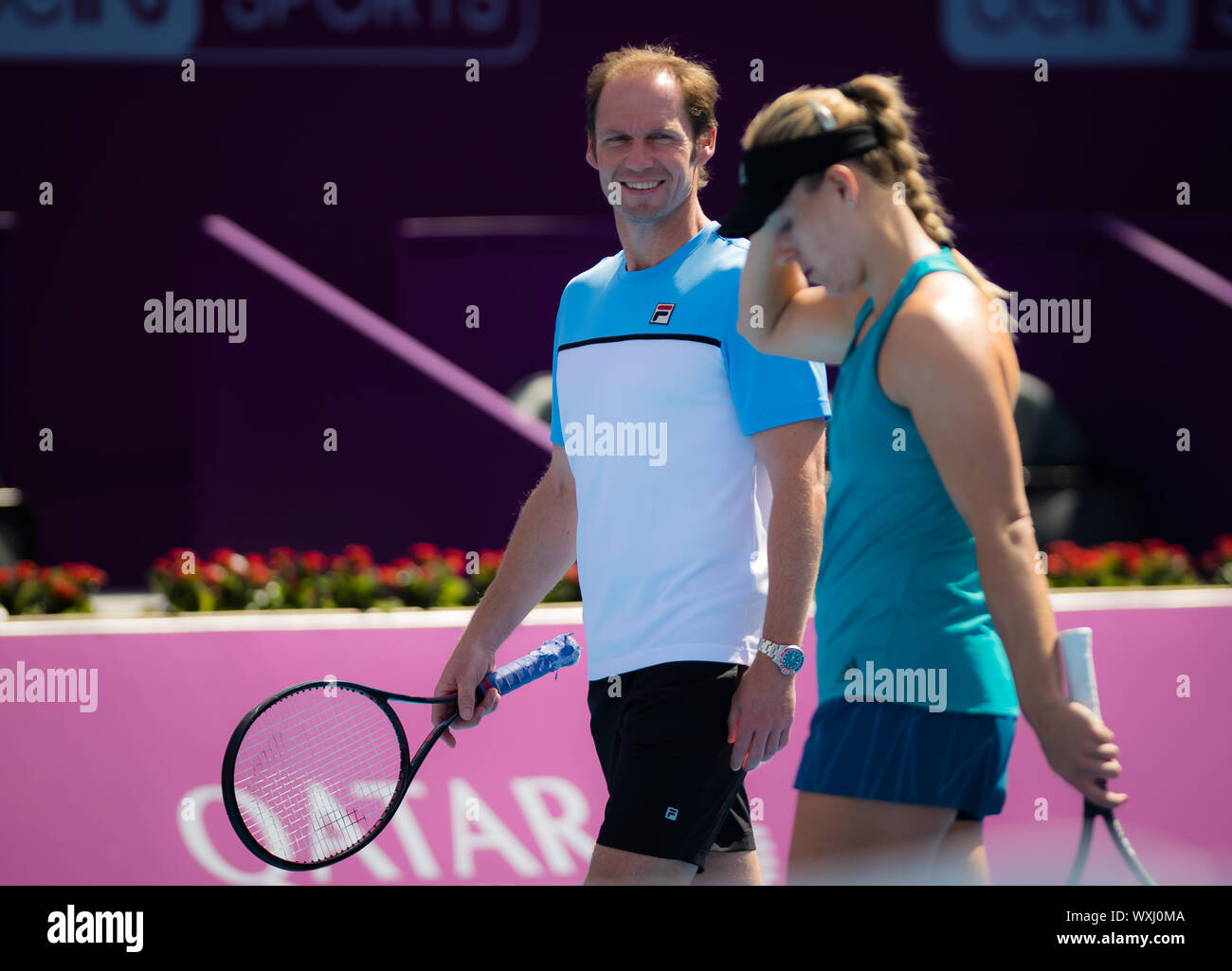 Angelique Kerber of Germany during practice ahead of the 2019 Qatar ...