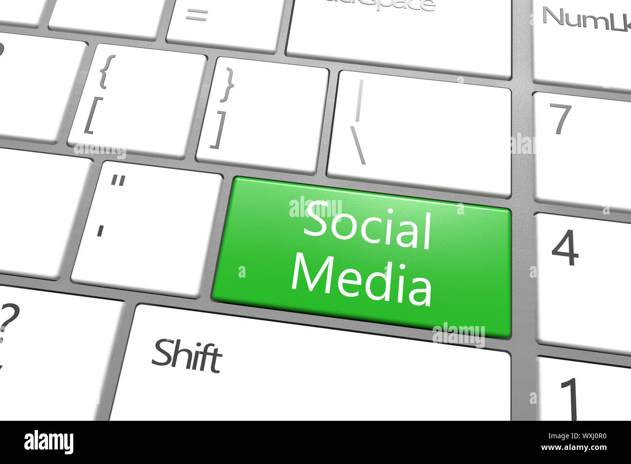 Social Media concept: green Social Media key on white background Stock ...