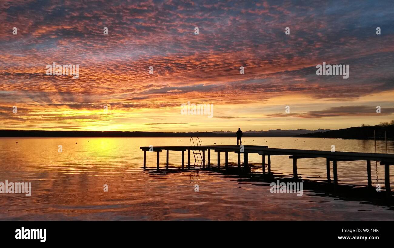 Sunset landscape brige wood forest Stock Photo - Alamy