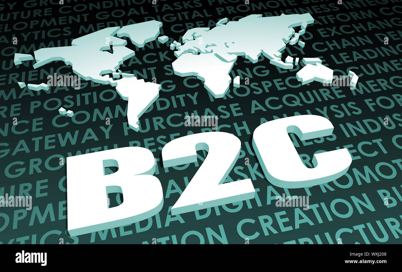 B2C Industry Global Standard on 3D Map Stock Photo - Alamy