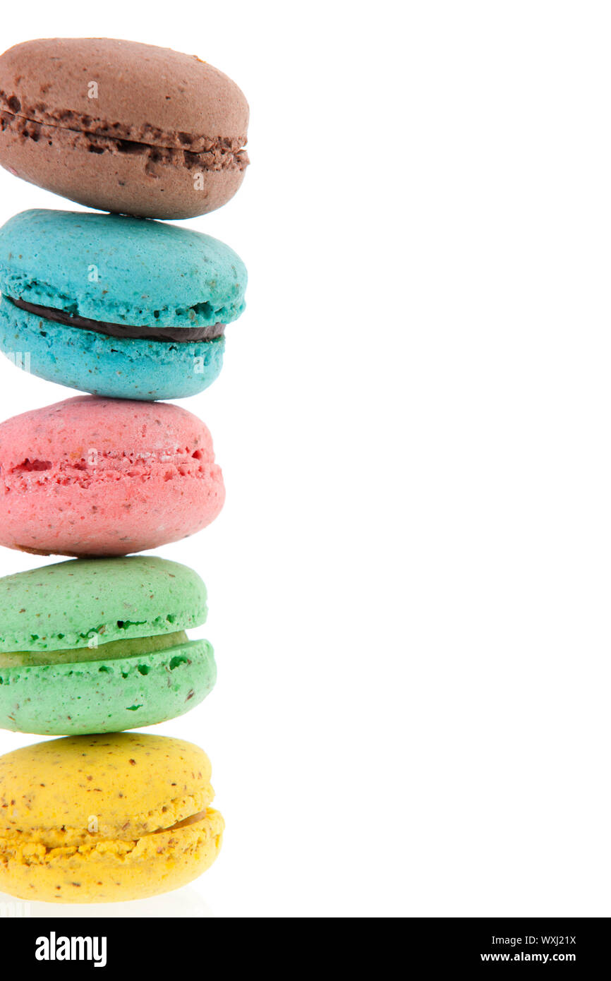 stacked colorful macaroons isolated white background Stock Photo - Alamy