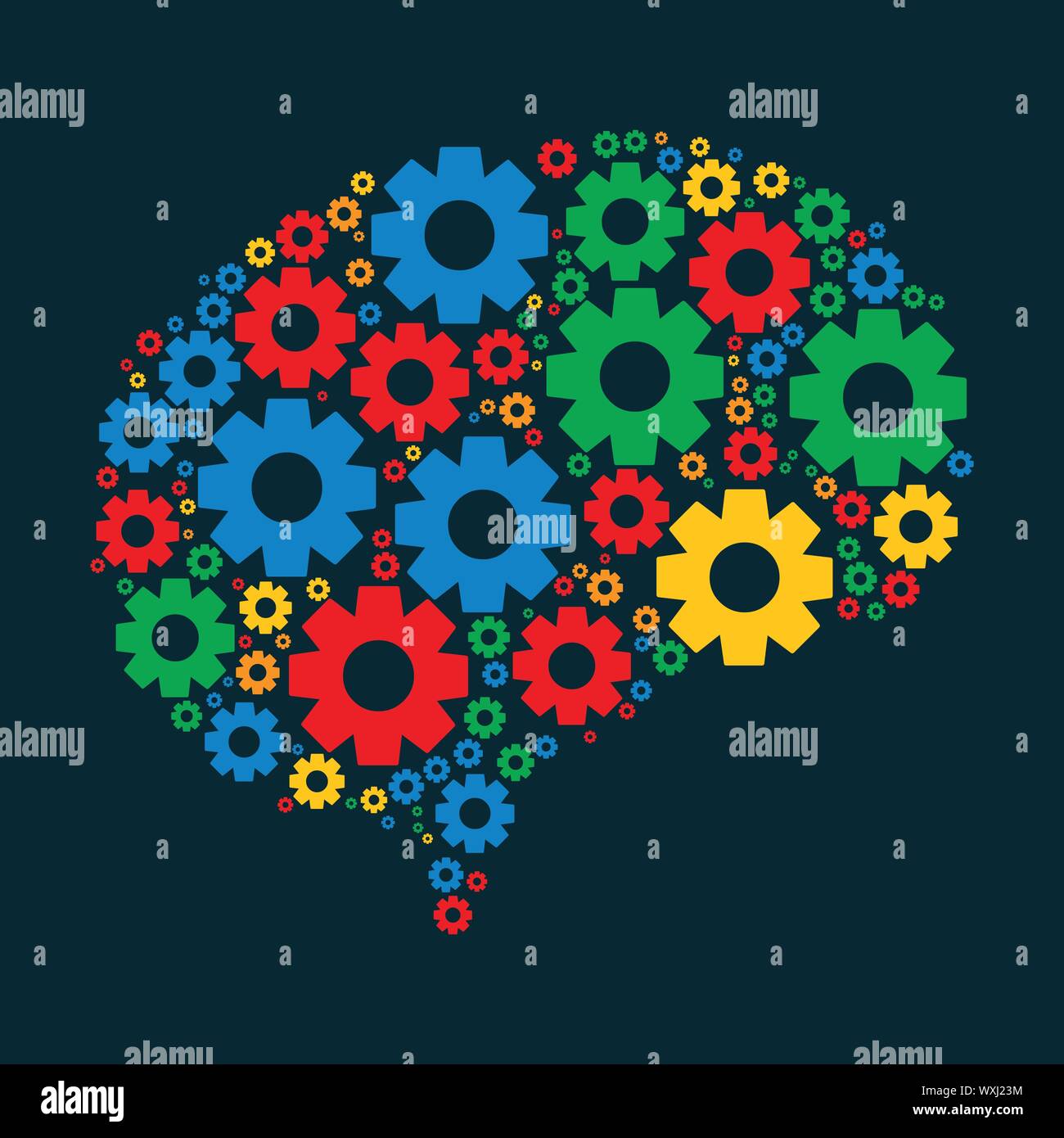 abstract working brain with gear vector illustration Stock Vector Image ...