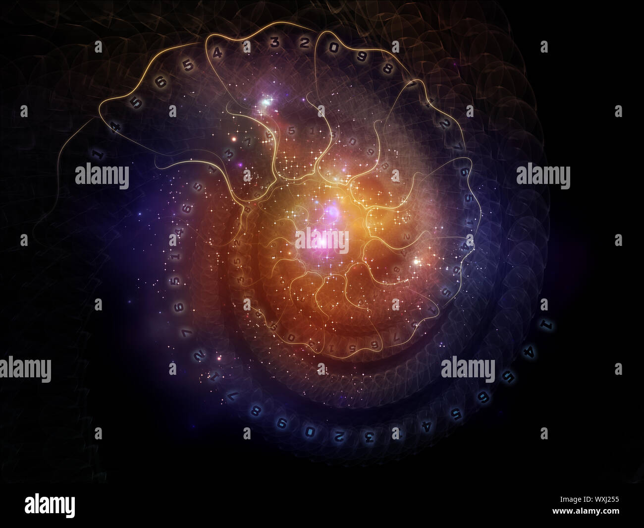 Composition of spiral elements to serve as a supporting backdrop for ...