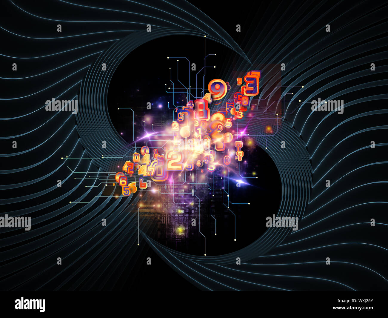 Arrangement of numeric elements and fractal burst on the subject of ...