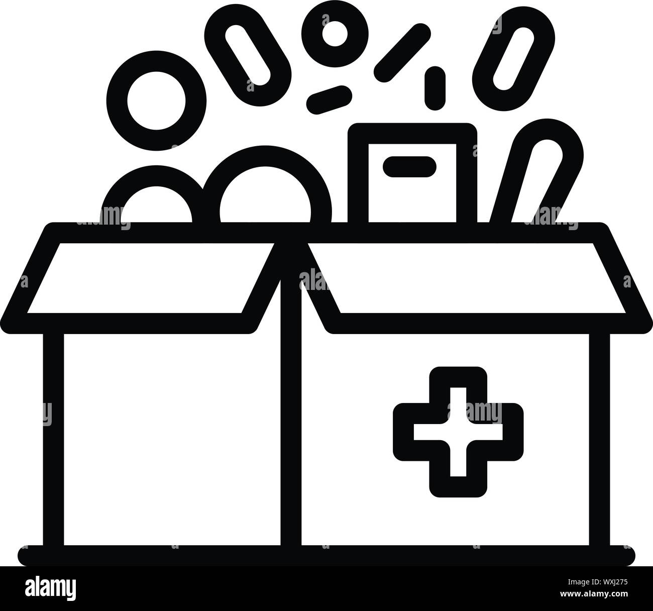 Box for medications icon. Outline box for medications vector icon for ...
