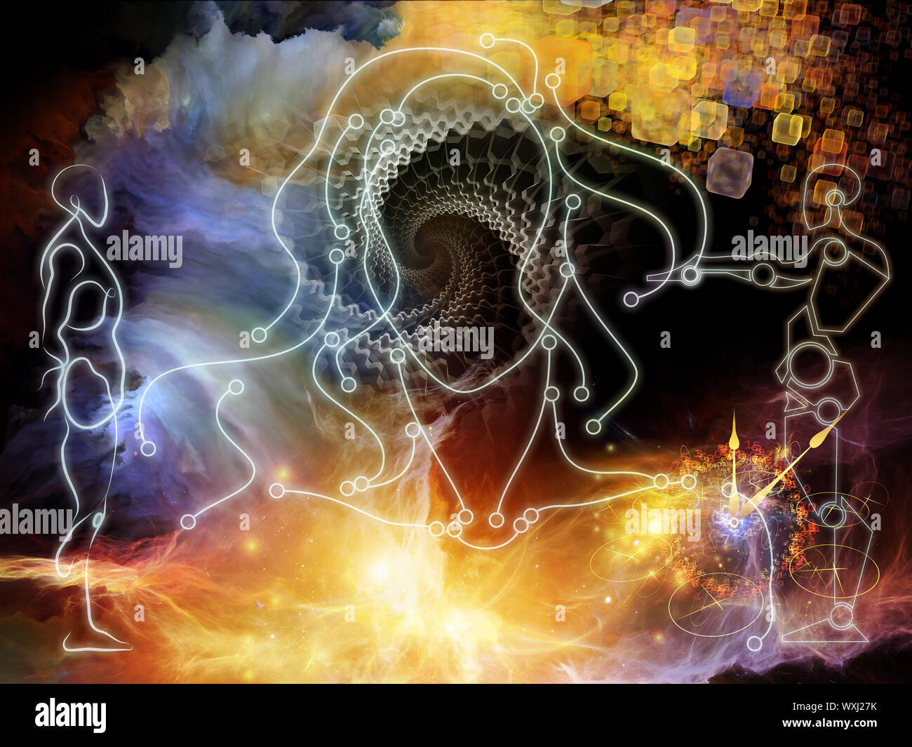 Composition of human feature lines and symbolic elements suitable as a ...