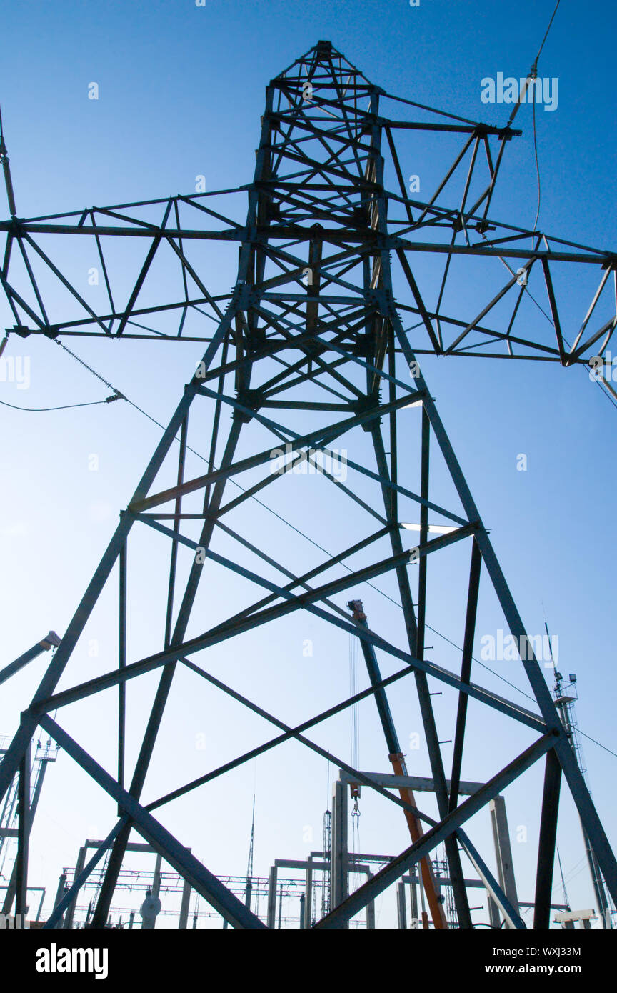 high voltage transmission tower Stock Photo - Alamy
