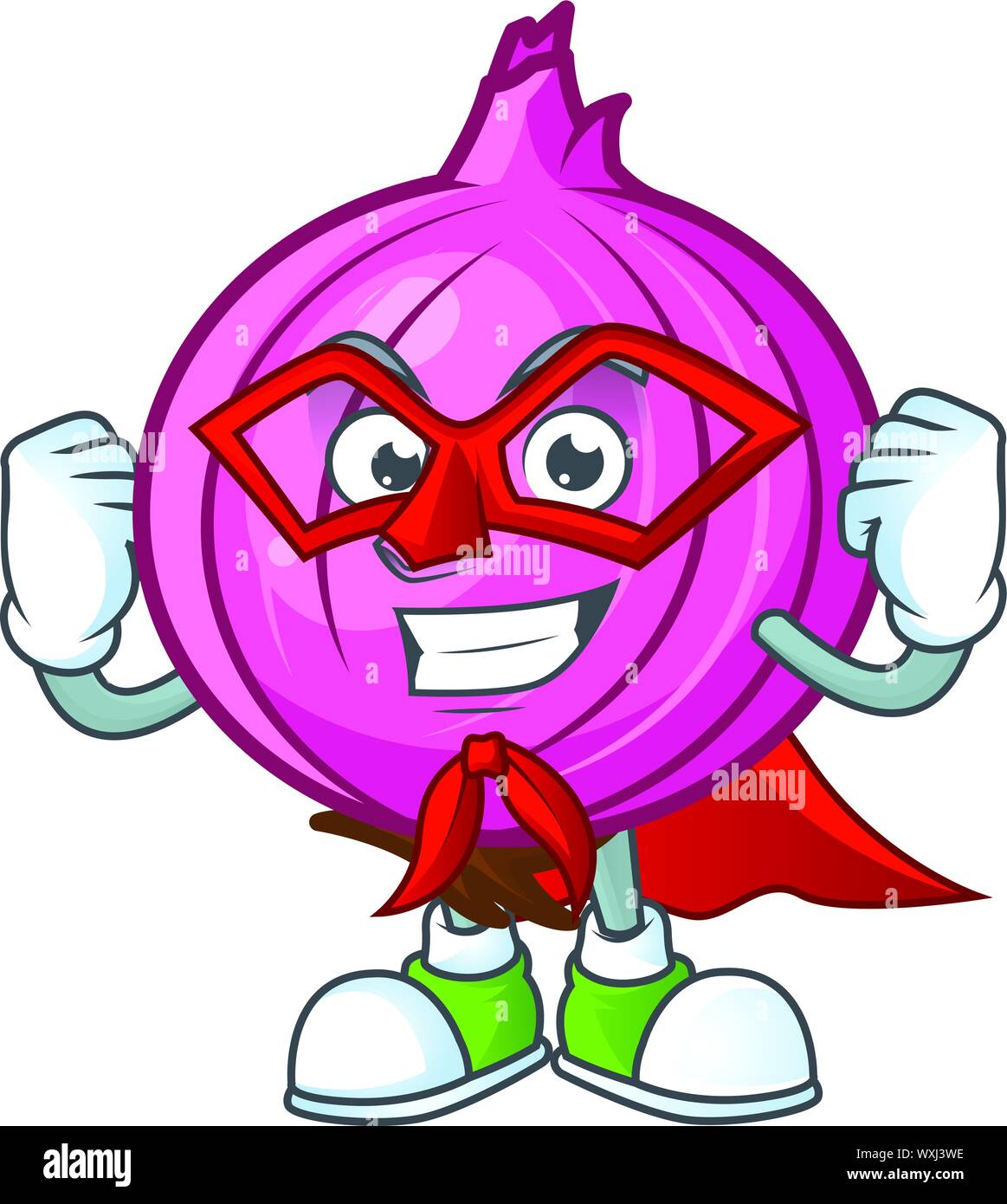 Super hero red onion cartoon character with mascot Stock Vector Image ...