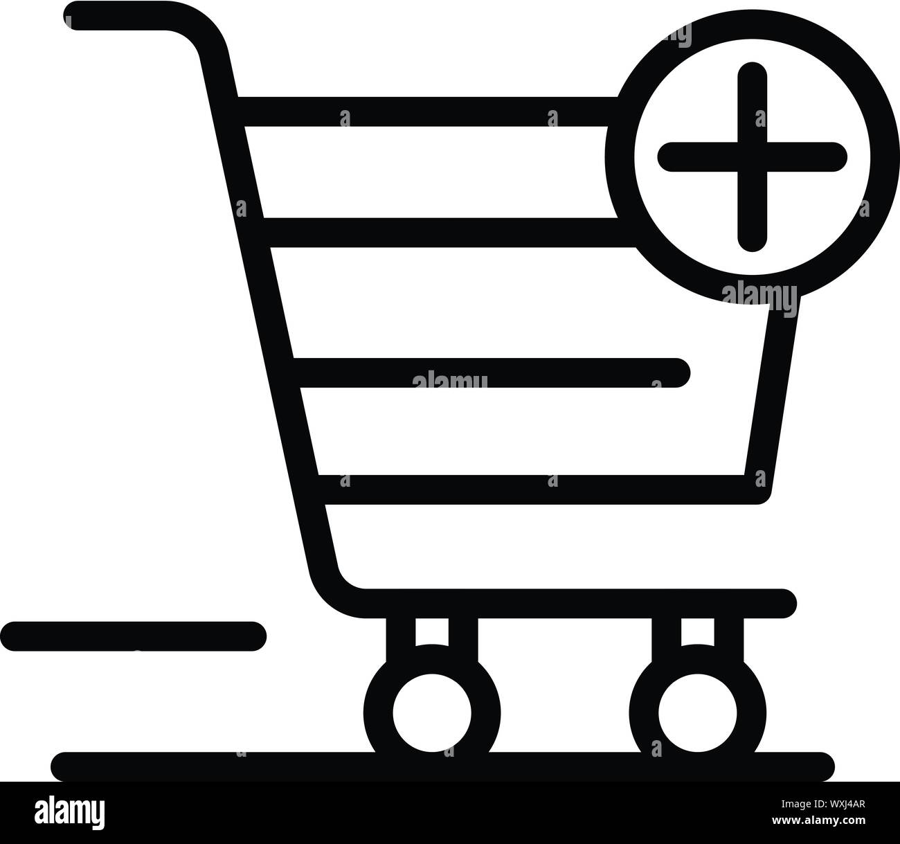 Shopping cart plus icon. Outline shopping cart plus vector icon for web ...