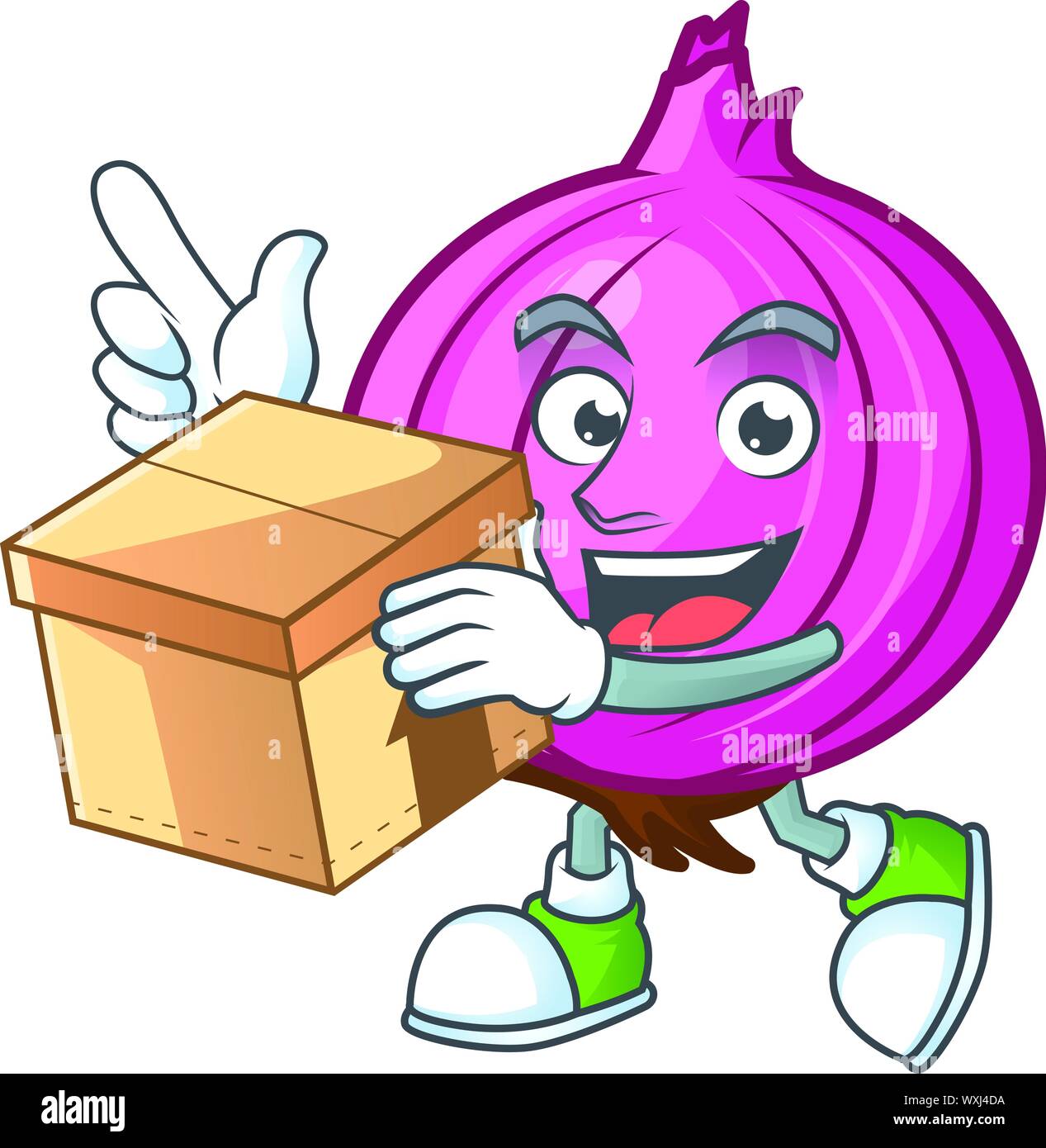 With box red onion cartoon character with mascot Stock Vector Image ...