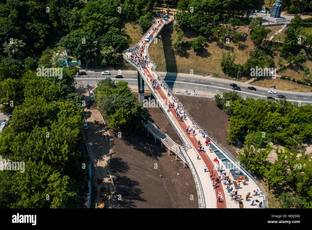 Aerial drone view of new pedestrian bridge from above Stock Photo - Alamy