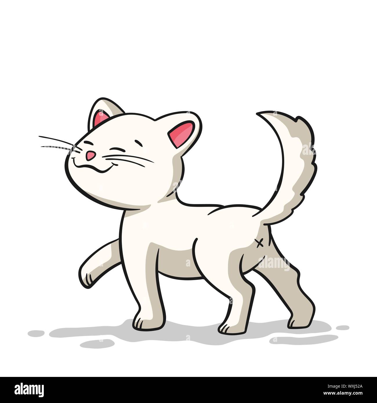 Little cartoon cat. Hand drawn vector illustration Stock Vector Image ...