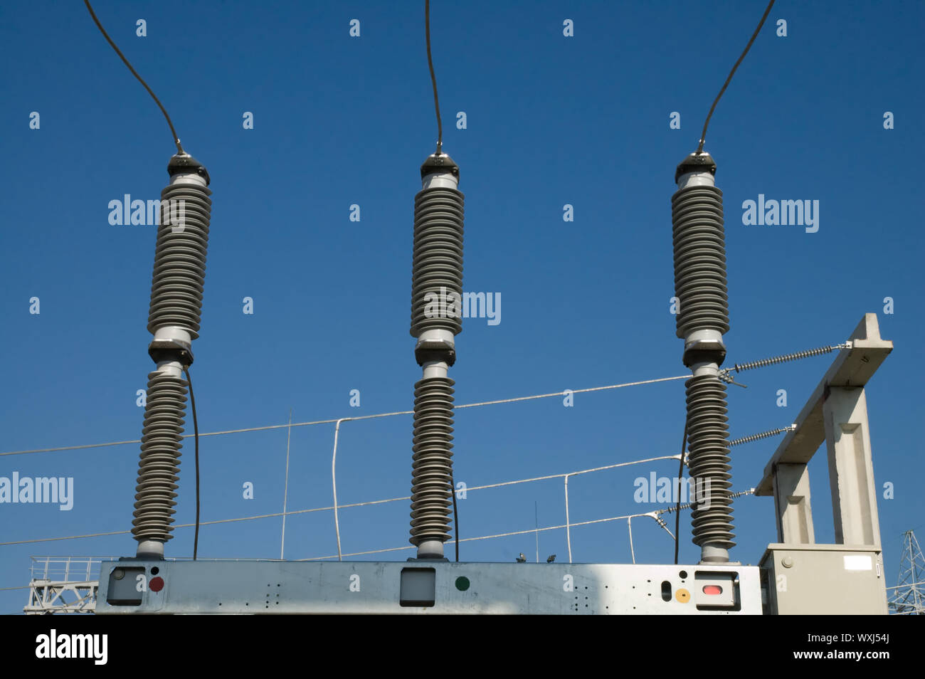disconnecting switch on high-voltage substation Stock Photo - Alamy