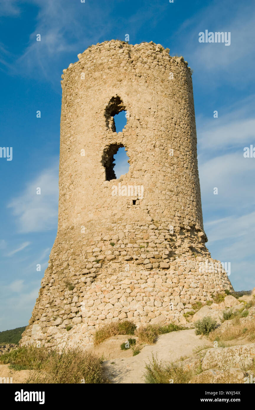 old Crimean citadel on blue sky background Stock Photo - Alamy