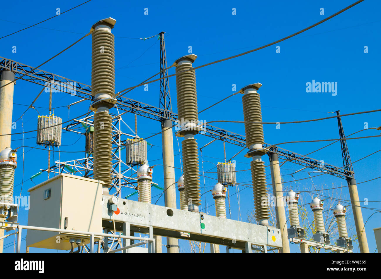 disconnecting switch on high-voltage substation Stock Photo - Alamy
