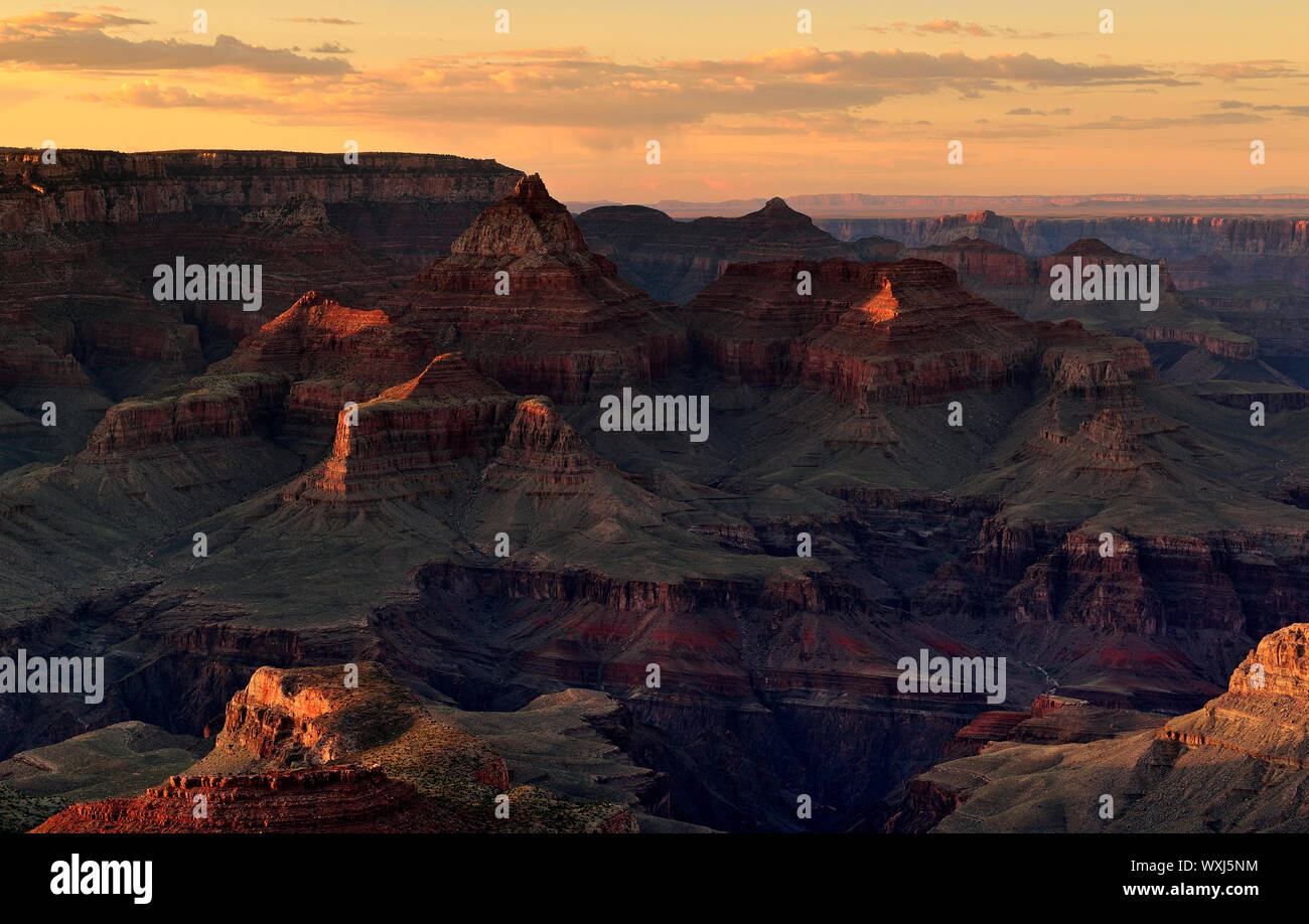 Grandview Point, South Rim of the Grand Canyon at dusk, Arizona, United ...