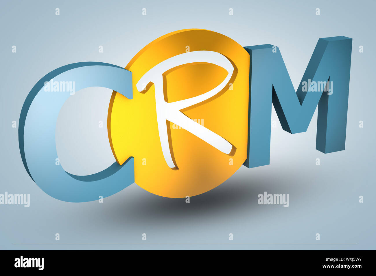 acronym concept: CRM for Customer Relationship Management on blue ...