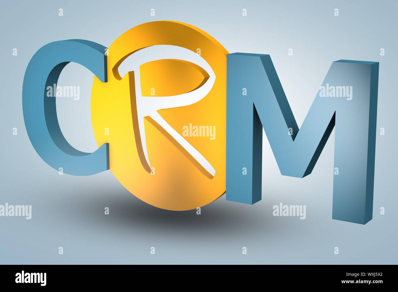 acronym concept: CRM for Customer Relationship Management on blue ...