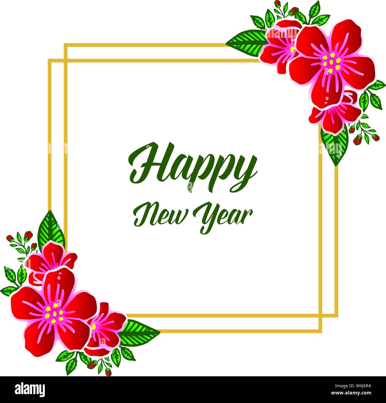 Decorative of invitation card happy new year, with art of seamless red ...
