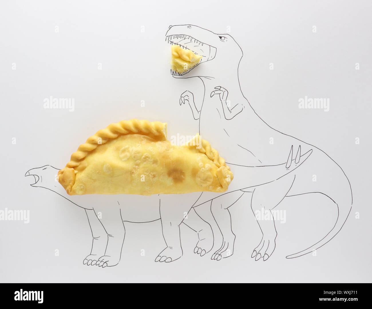 Conceptual t-rex attacking a stegosaurus Stock Photo - Alamy