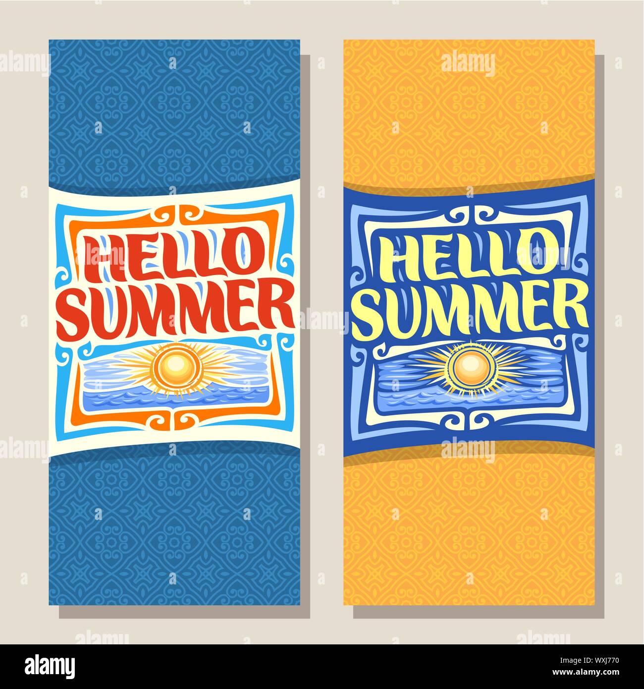 Vector vertical banners for Summer season: 2 layouts with yellow ...