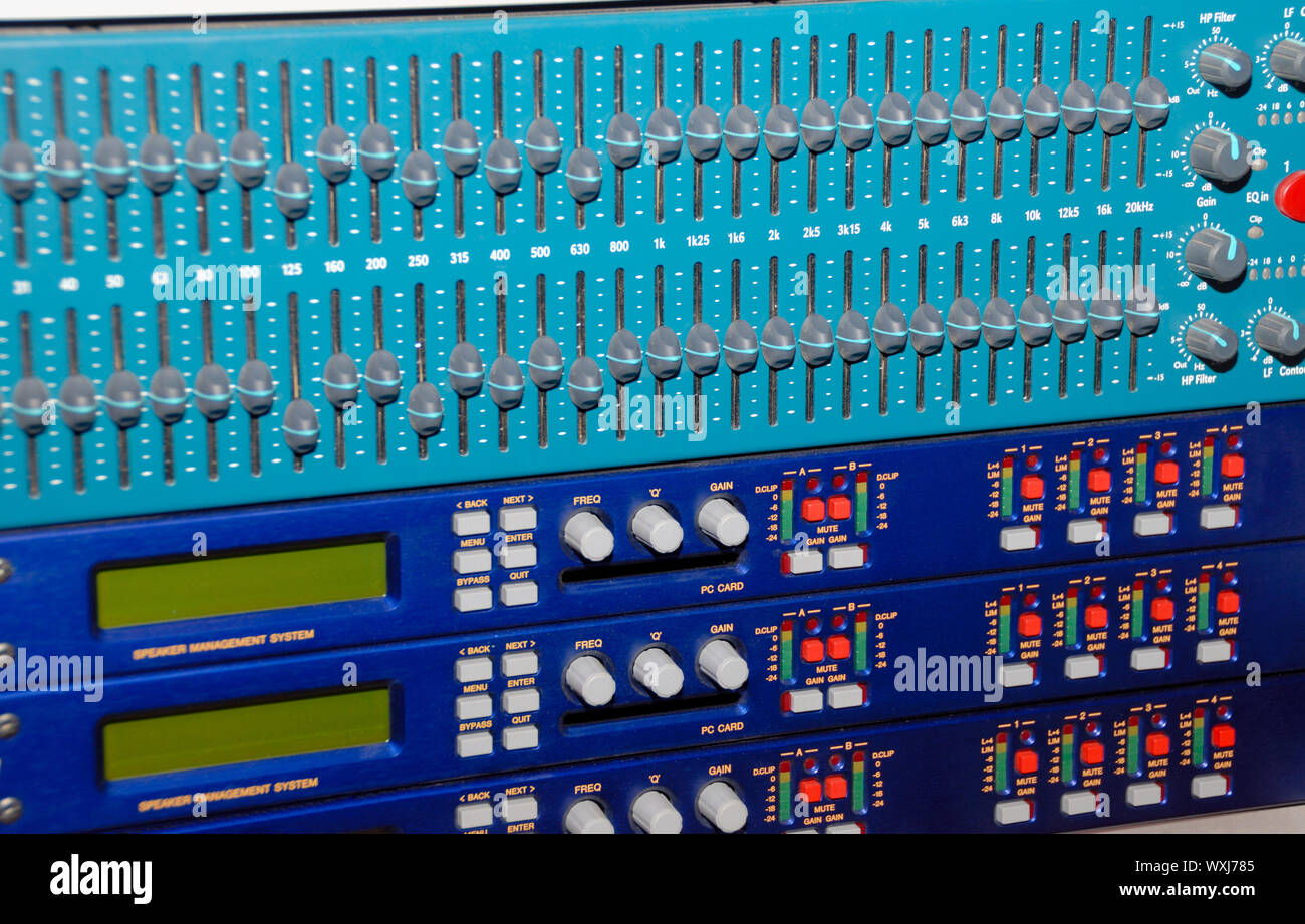 Audio effects processors in a rack. Sound Recording Equipment (Media ...