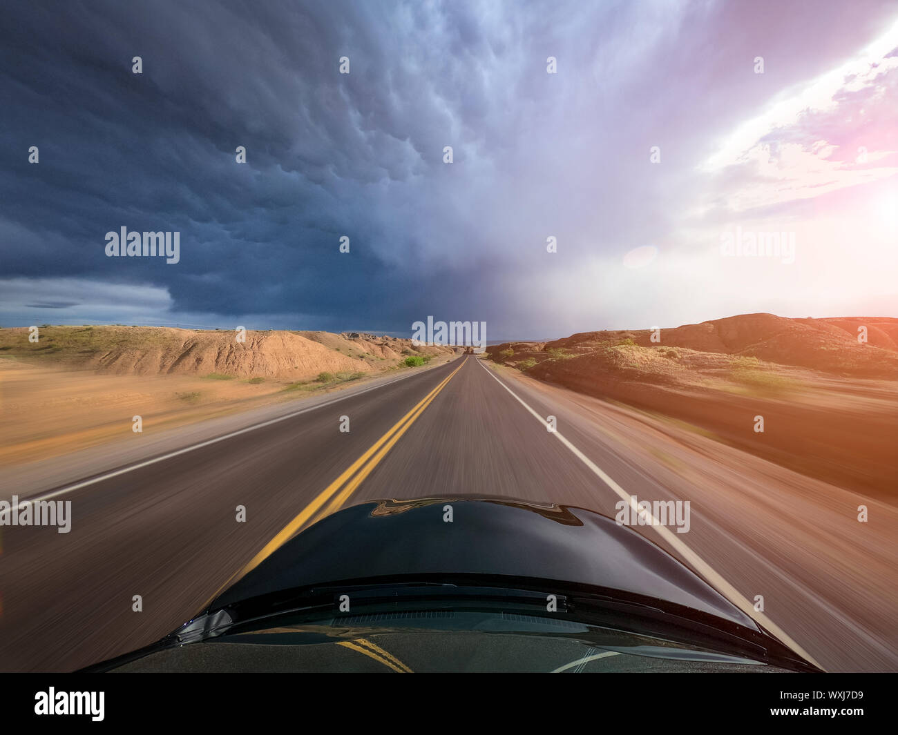Driving toward storm hi-res stock photography and images - Alamy