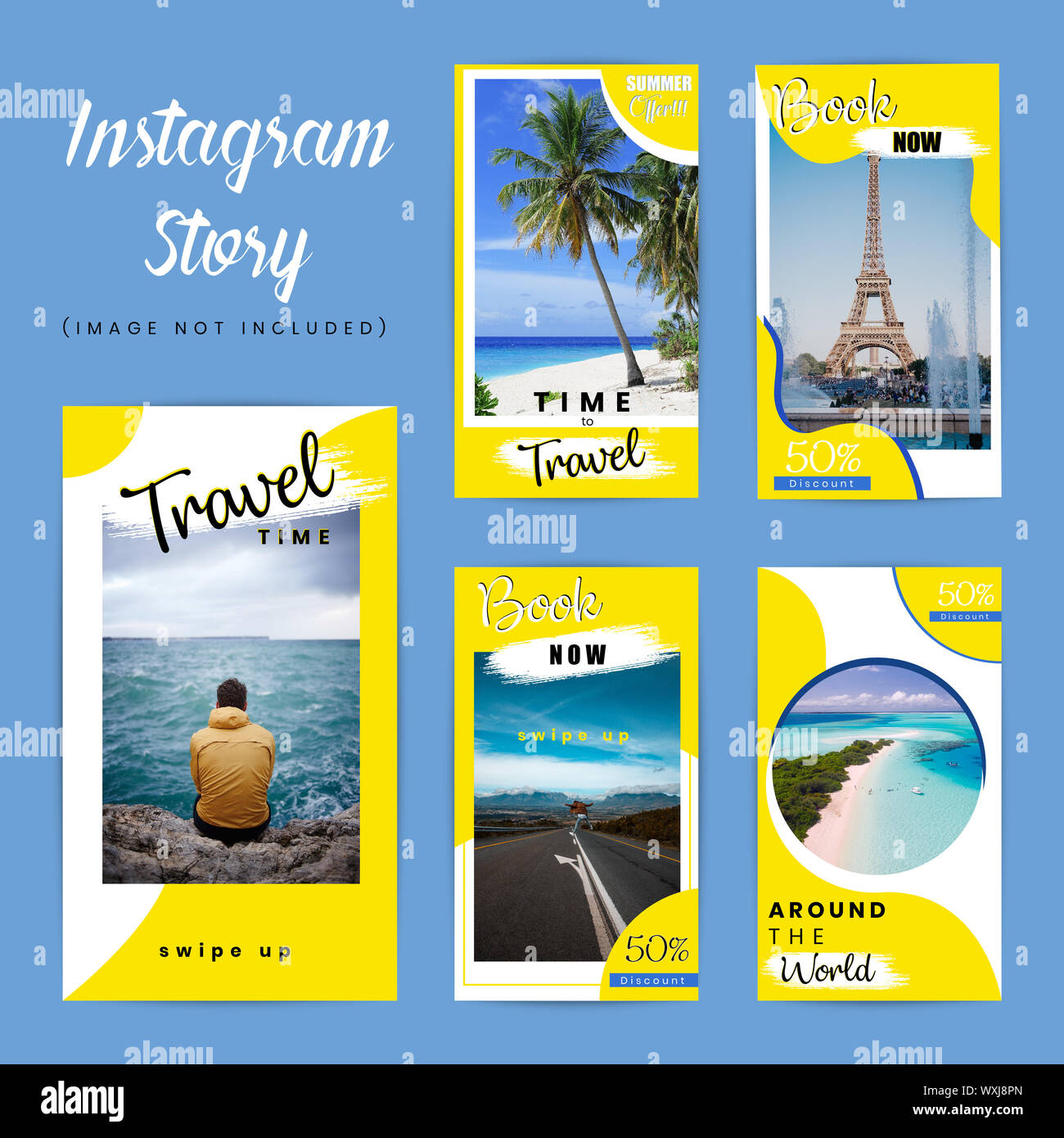 Travel special instagram story pack vector illustration Stock Photo - Alamy