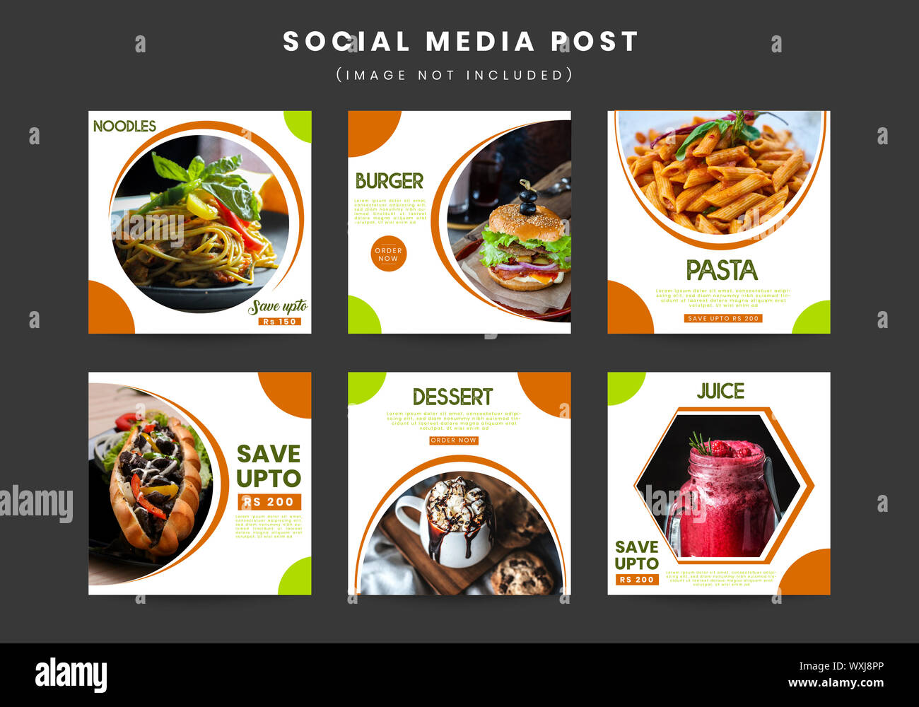 Restaurant marketing social media banners vector illustration Stock ...