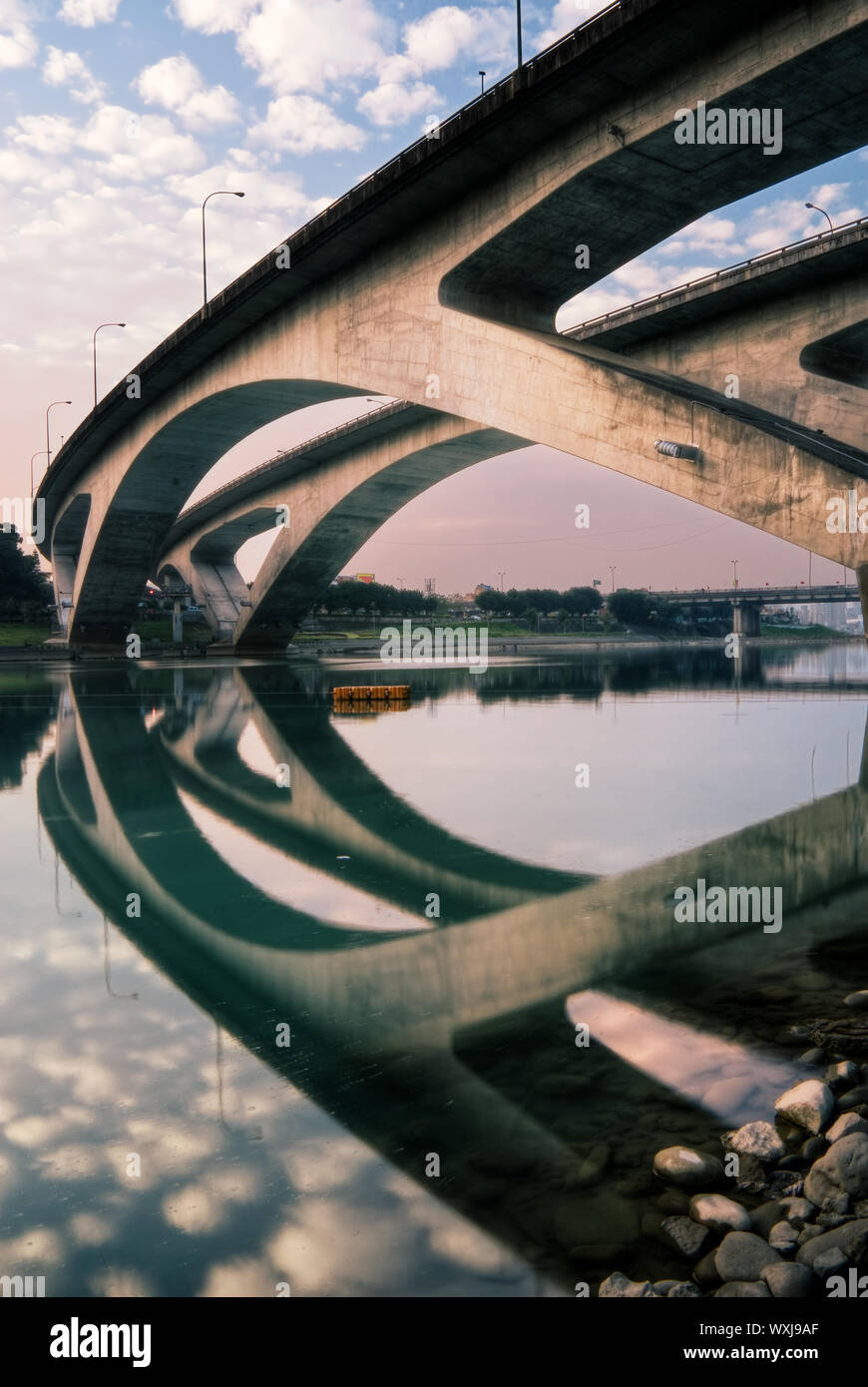 City scenic of bridge architecture over the river Stock Photo - Alamy
